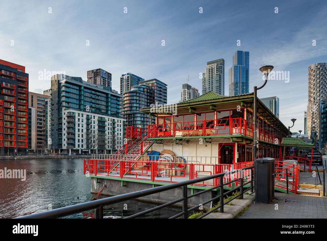 Chinese restaurant on water, Isle of Dogs, London, England Stock Photo ...