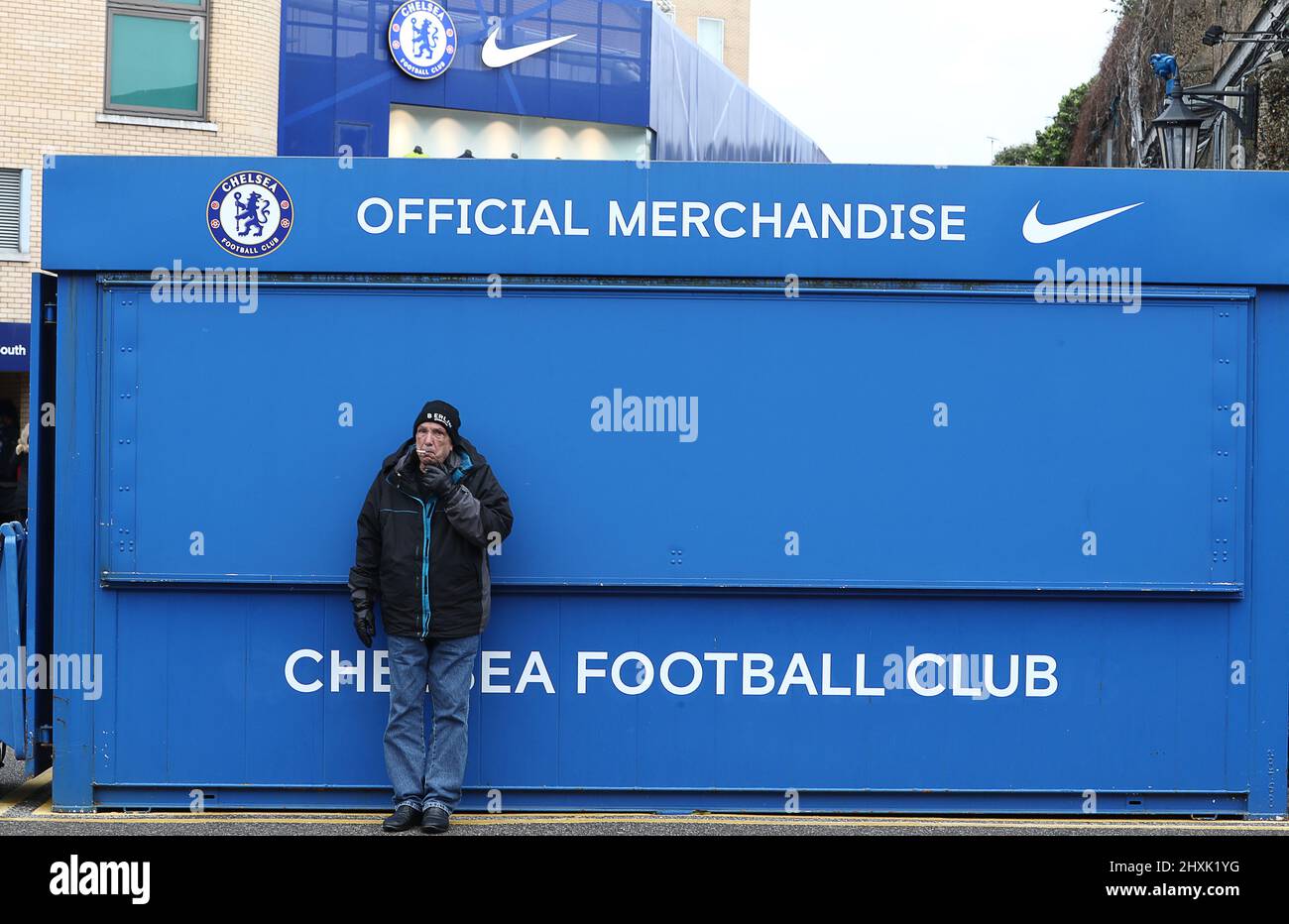 London, UK. 13th Mar, 2022. A Chelsea official merchandise outlet is ...