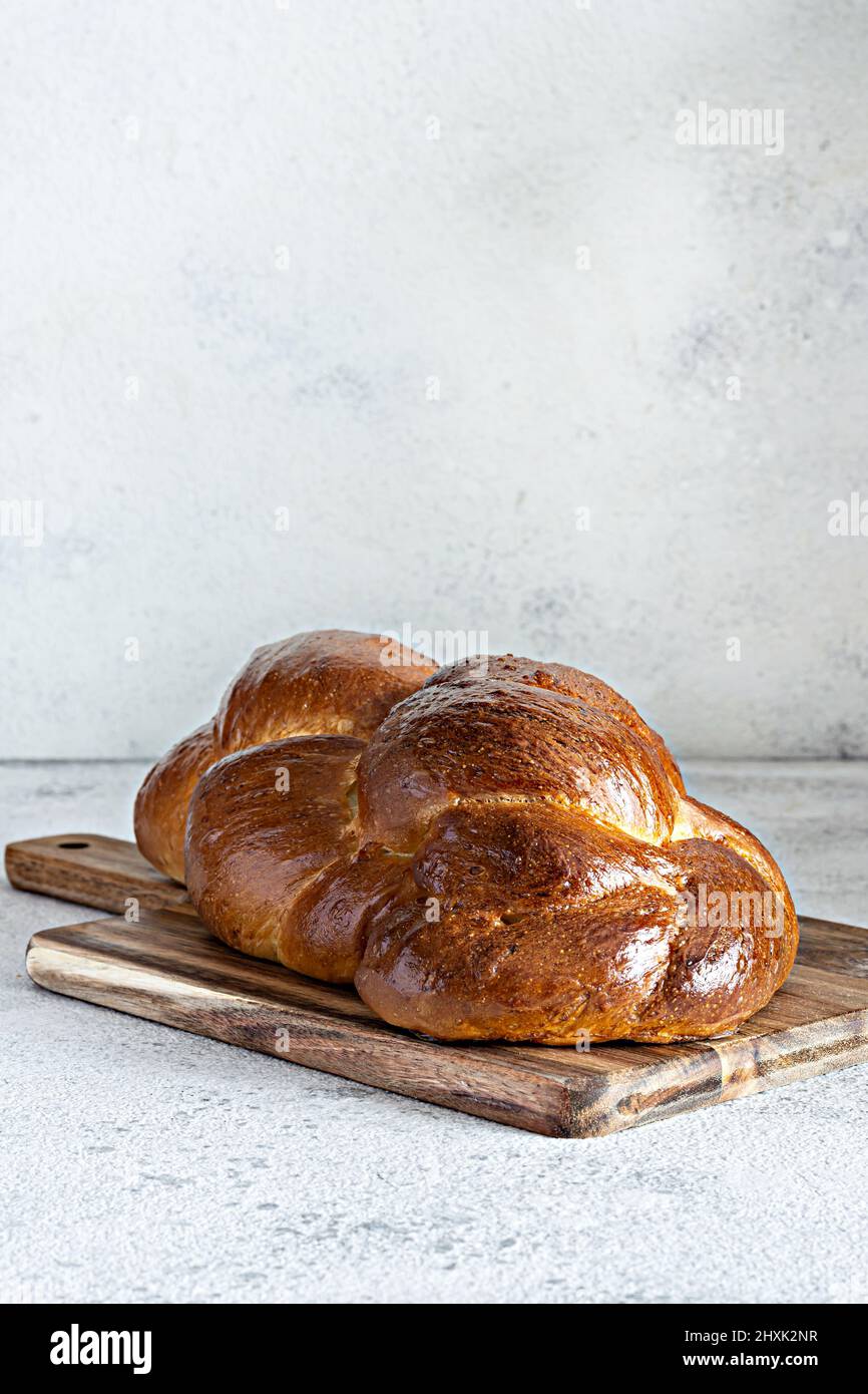 Challah or Hala is a traditional jewish sweet fresh sabbath Braided ...