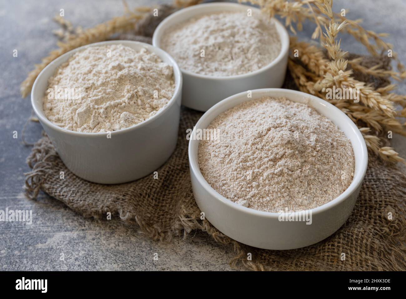 Food and baking ingredient. Wheat flour coarse from whole wheat grains ...