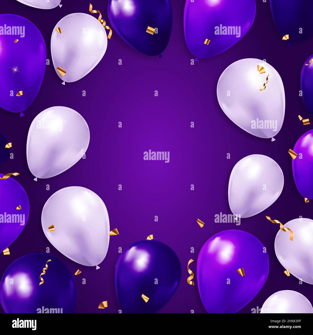 Happy Birthday Congratulations Banner Design With Confetti Balloons