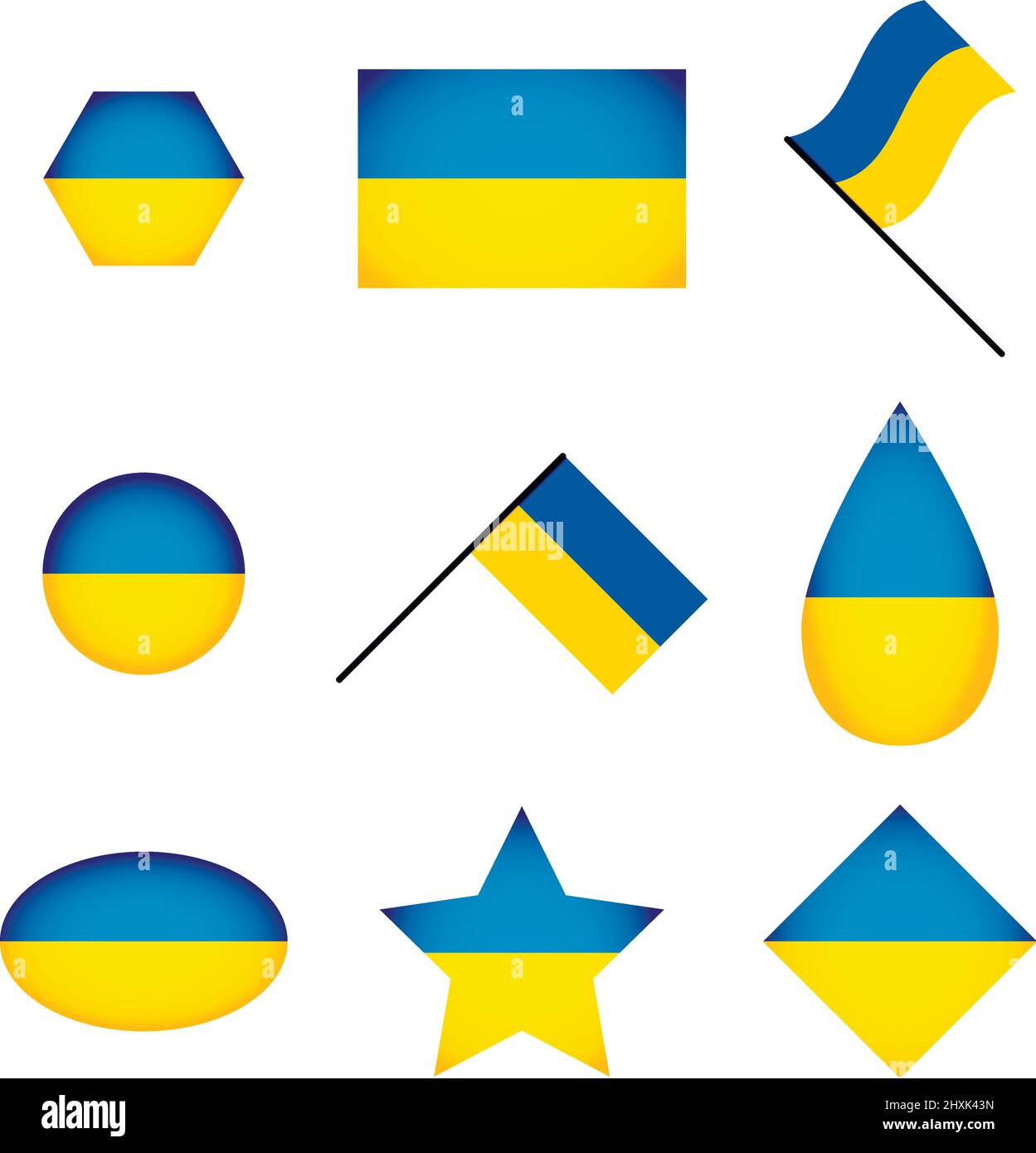 Badges and icon flag Ukraine, support and stand. Vector symbol flag ...