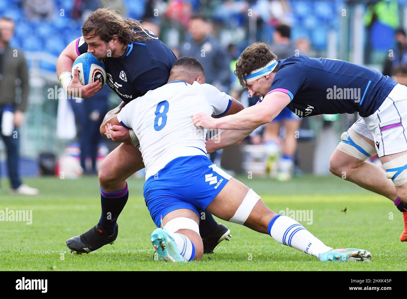 Pierre Schoeman of Scotland Toa Halafihi of Italy Rory Darge of ...