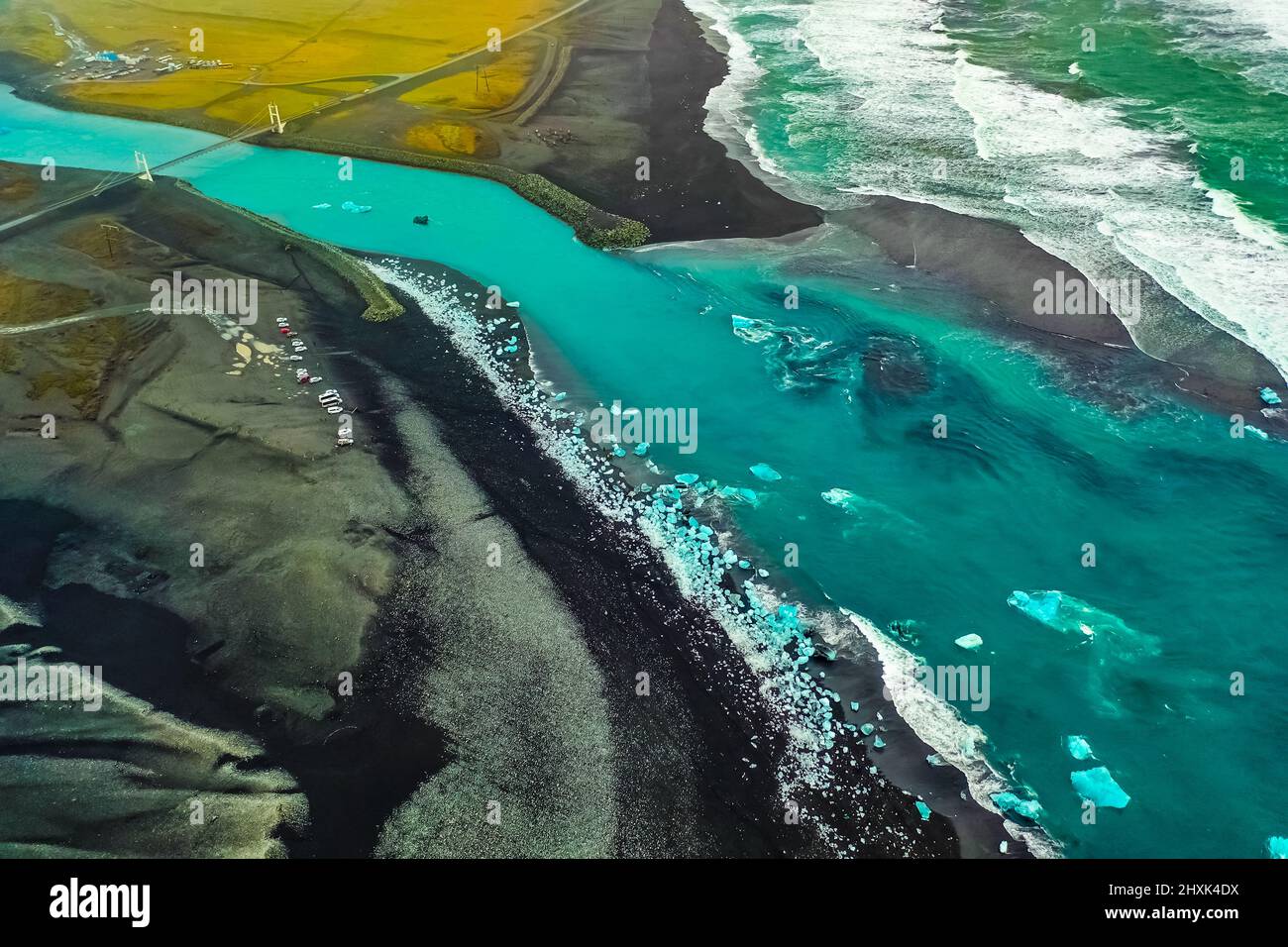 Aerial view of Diamond Beach Iceland Europe Stock Photo - Alamy