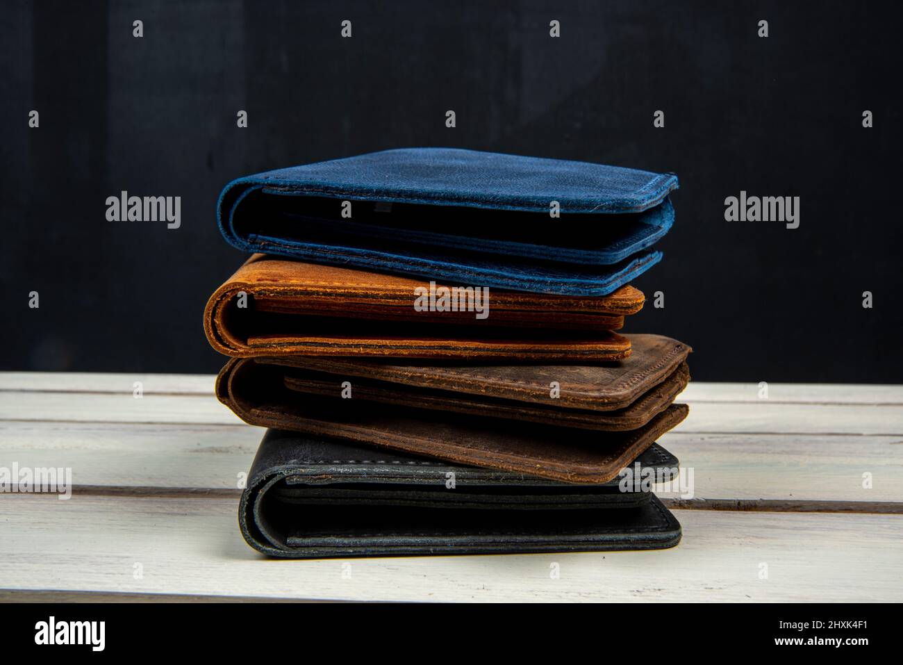 colorful handmade leather wallets closeup men style fashion Stock Photo ...