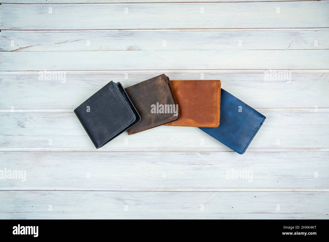 colorful handmade leather wallets closeup men style fashion Stock Photo ...