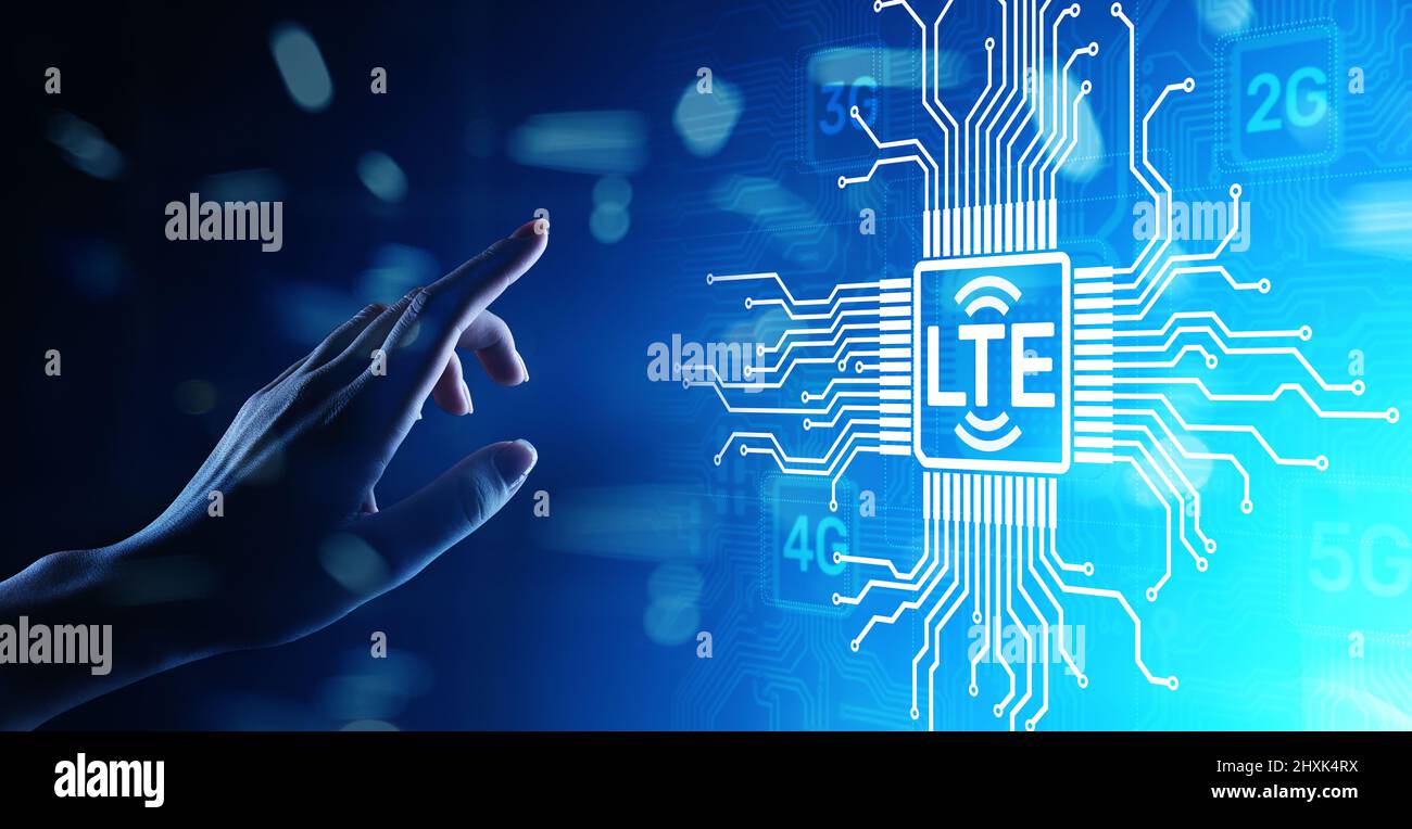 LTE band, mobile internet and telecommunication technology concept on ...