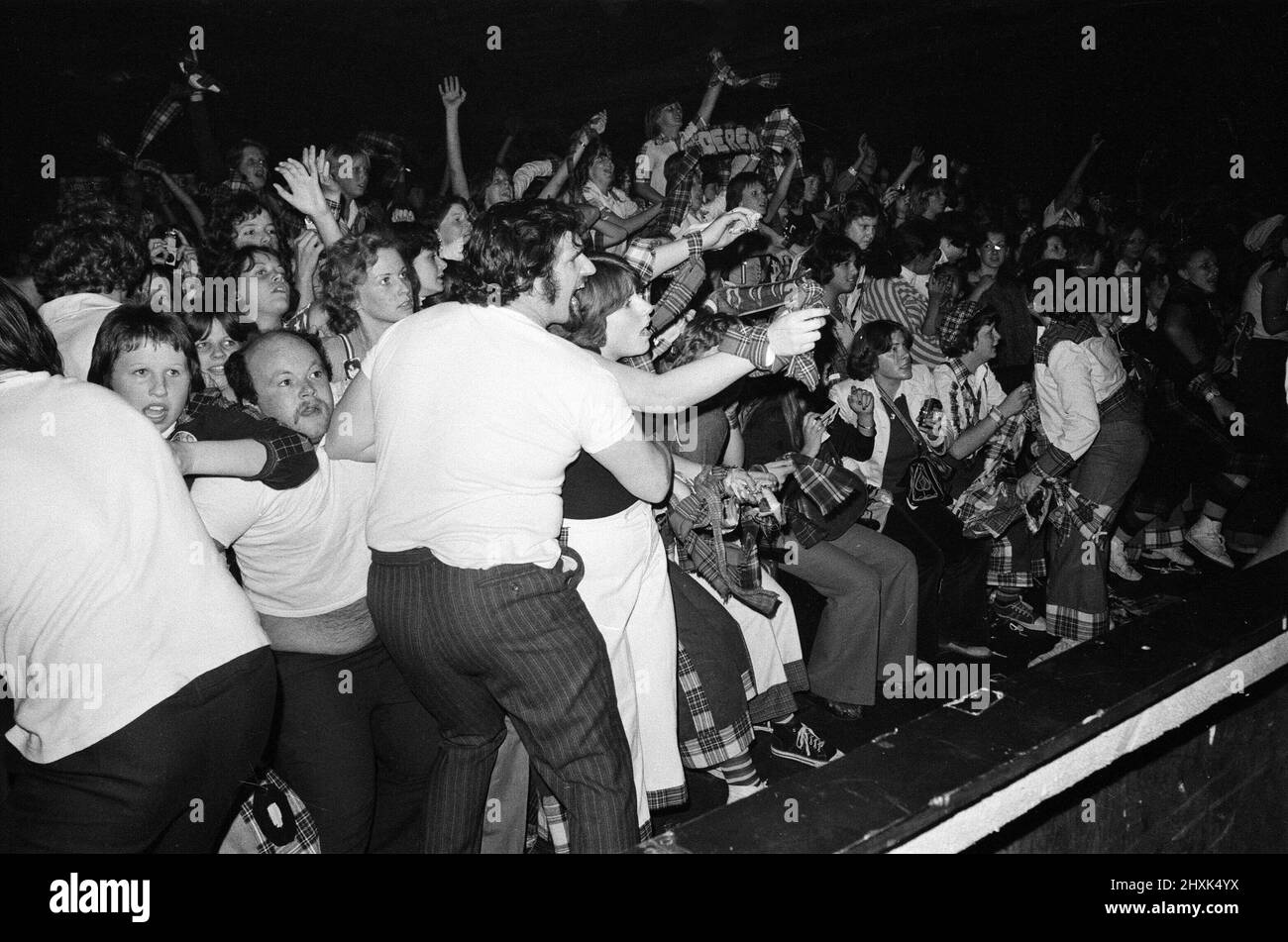 Hysterical fans attend a Bay City Rollers concert in Victoria, London ...