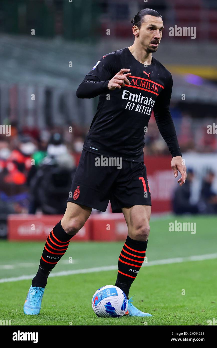Zlatan Ibrahimovic of AC Milan in action during the Serie A 2021/22 ...