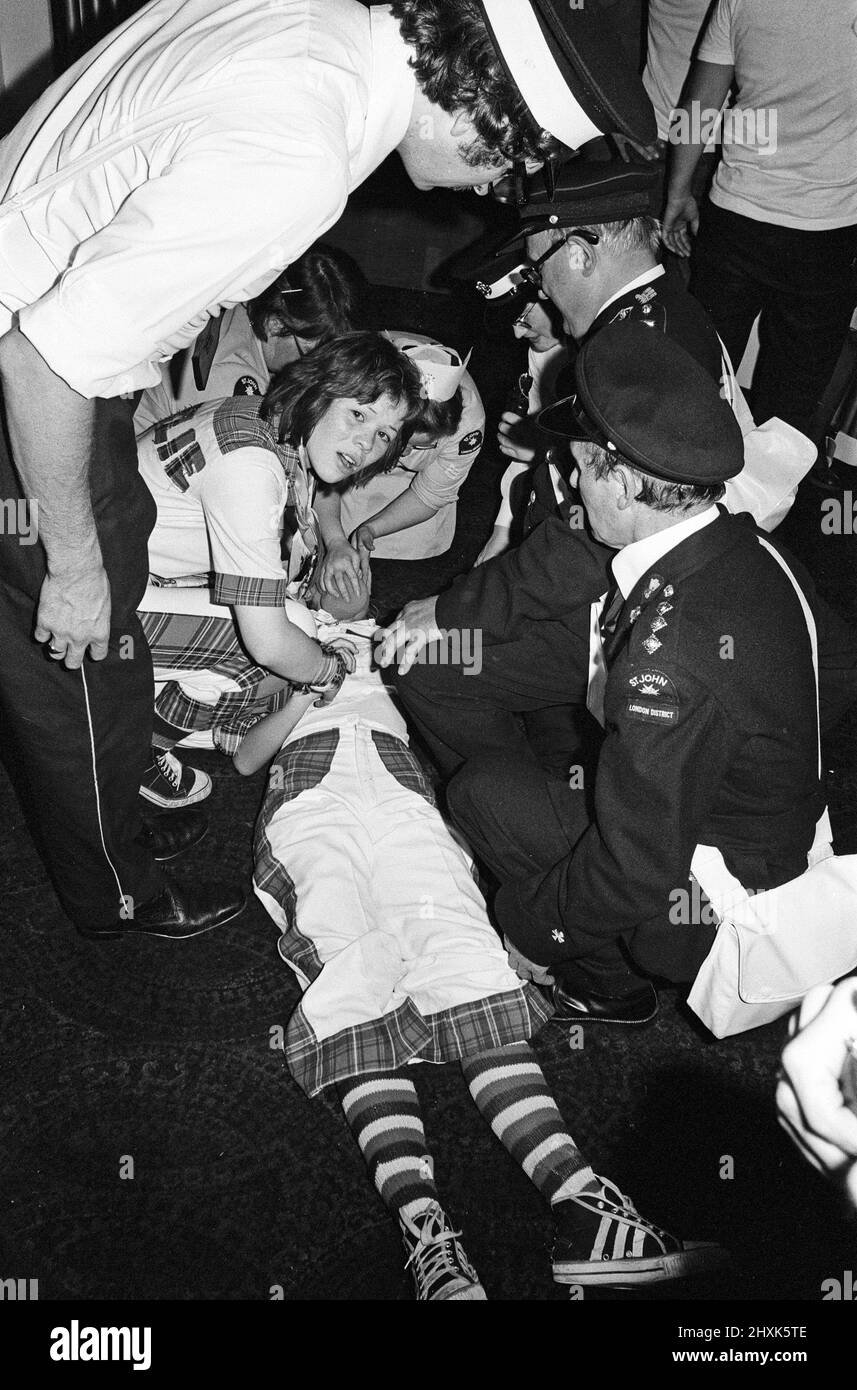 Hysterical fans attend a Bay City Rollers concert in Victoria, London ...