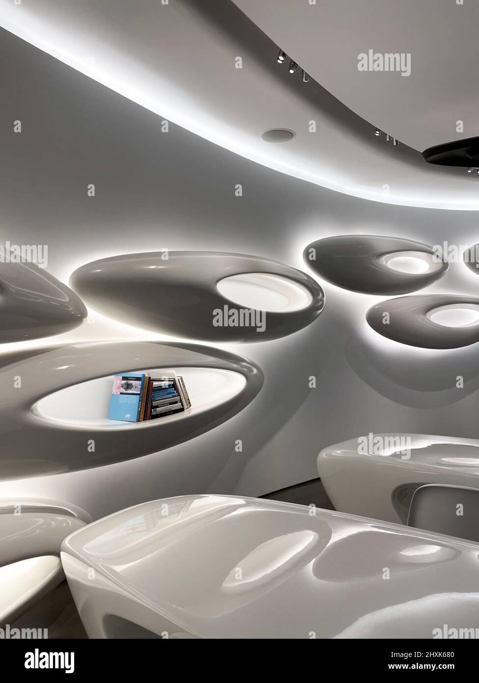Futuristic bookshelves in a futuristic interior design by Zaha Hadid ...