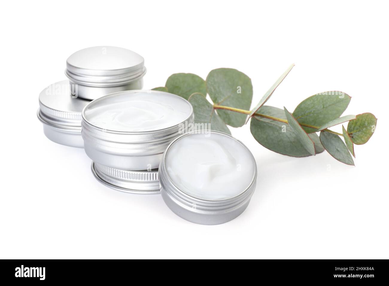 Jars with natural cosmetic cream isolated on white background Stock ...