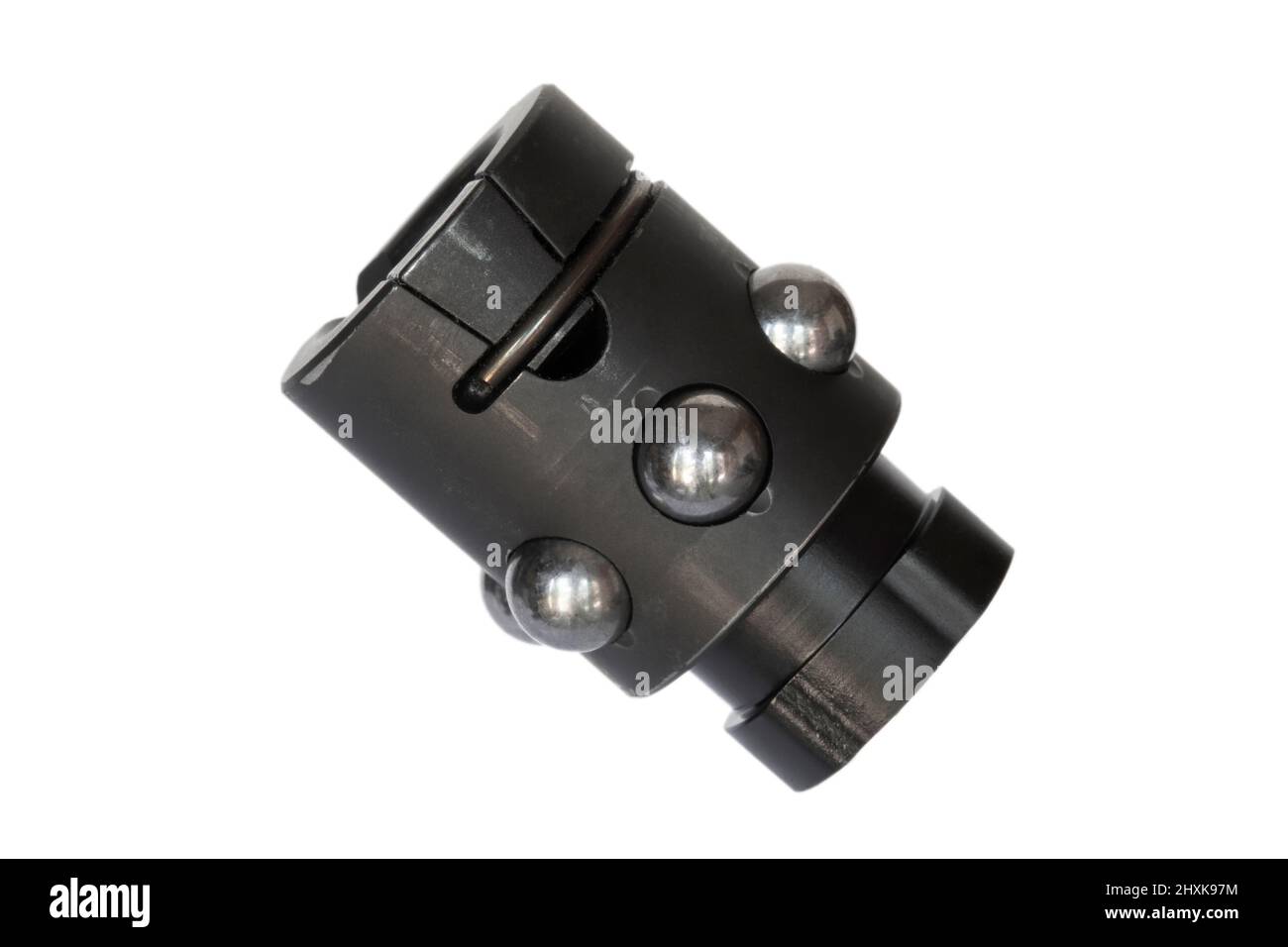 Straight pull bolt head from a rifle isolated on a white background ...