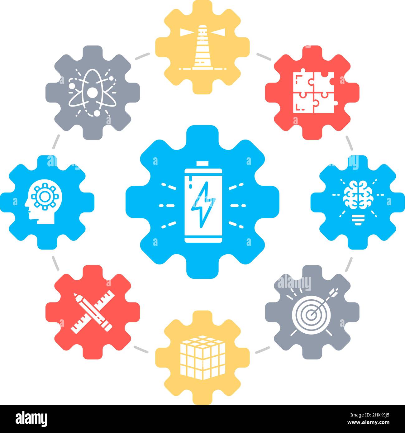Creative modern icons in infographic circle. Innovation, startup ...