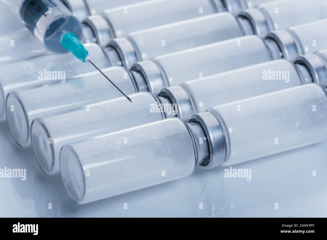 Medicine, Injection, vaccine and disposable syringe, drug concept ...