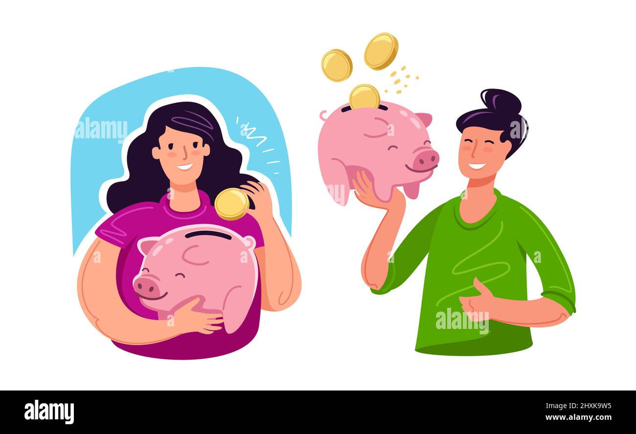 Woman cartoon piggy currency money Stock Vector Images - Alamy