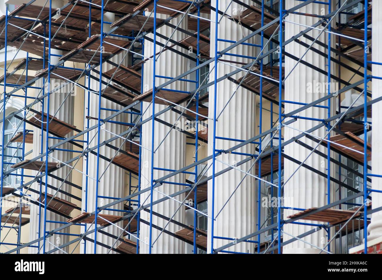 Moscow, Russia. 19th May, 2015. The facade of a building with columns ...