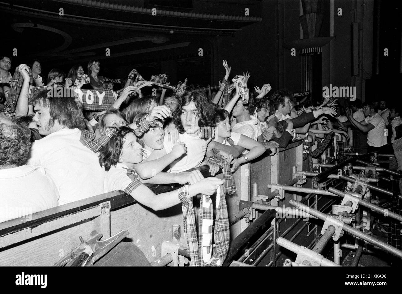Hysterical fans attend a Bay City Rollers concert in Victoria, London ...