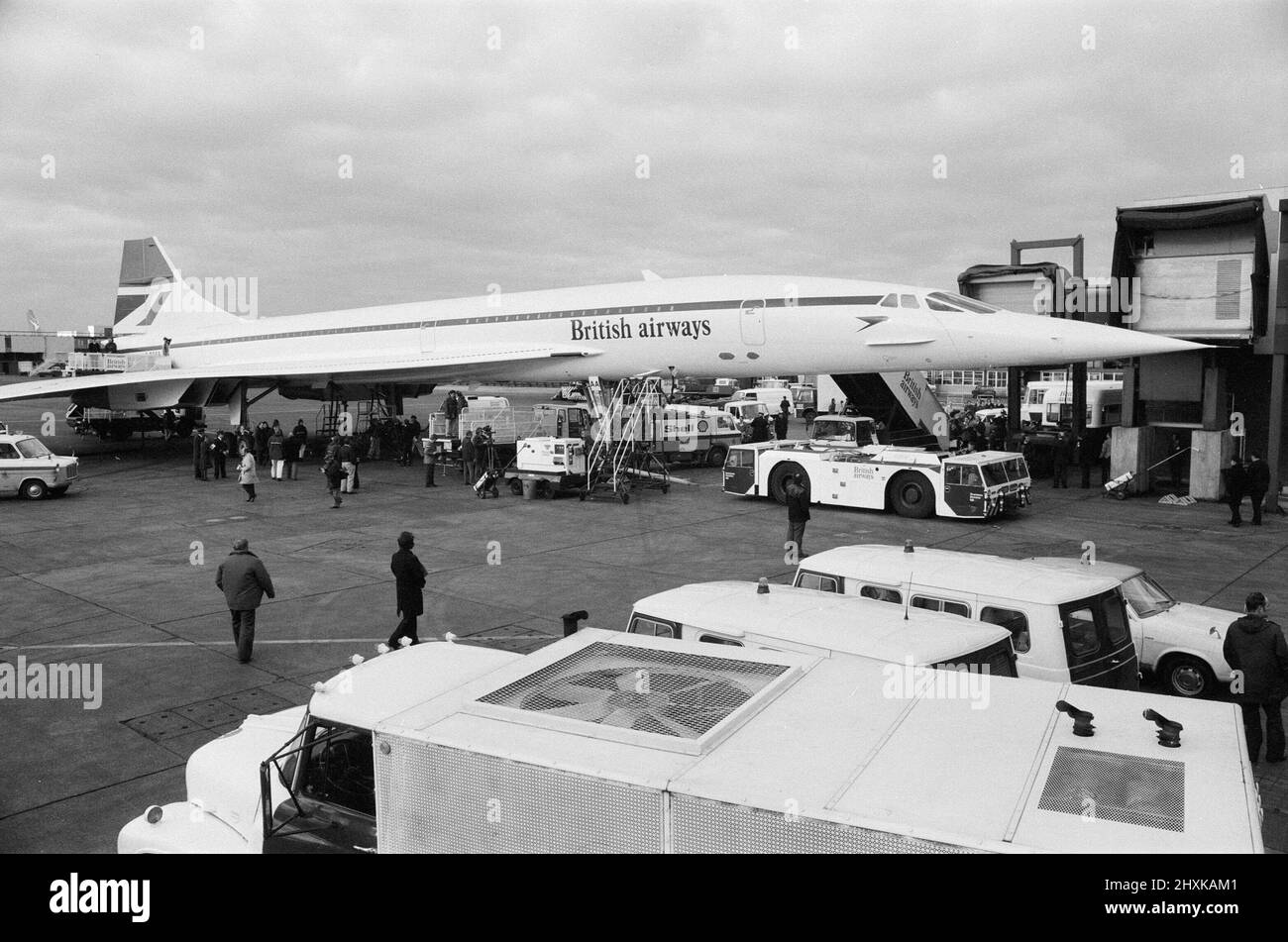Inaugural commercial flights of the supersonic airliner Concorde on ...