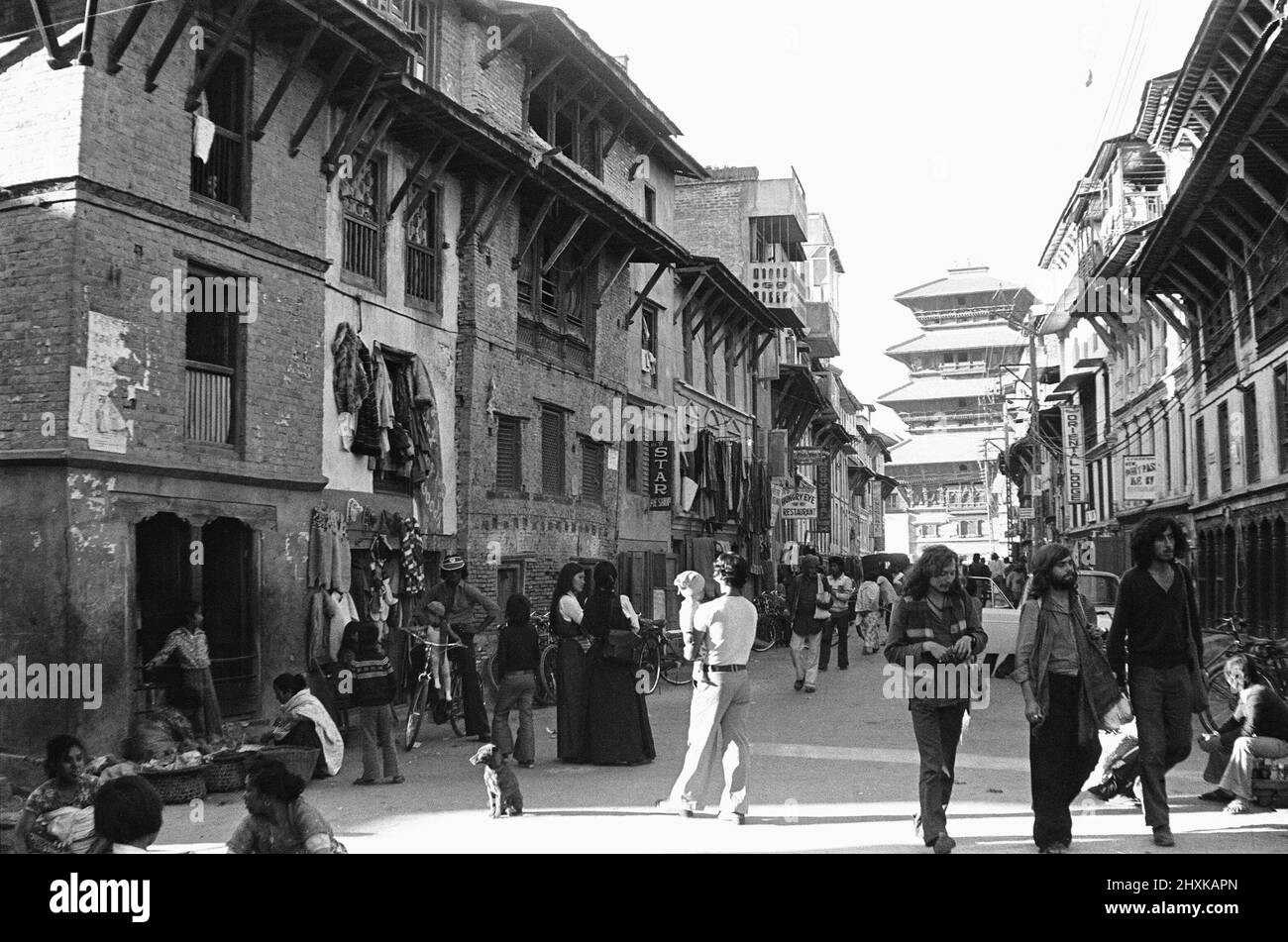 Hippies in Freak Street, Katmandu, Nepal March 1977 Stock Photo - Alamy