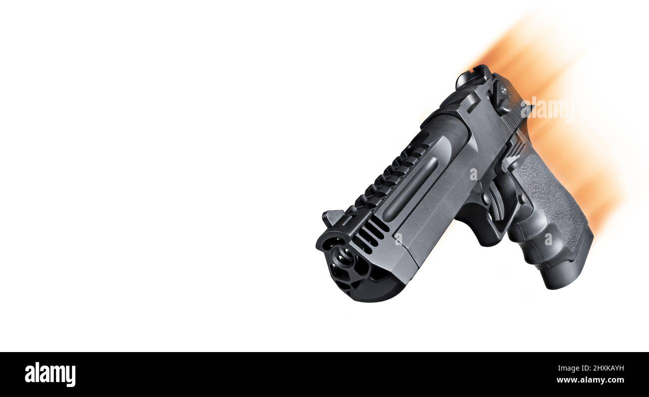 Semi auto pistol dropping into the frame with copy space Stock Photo ...