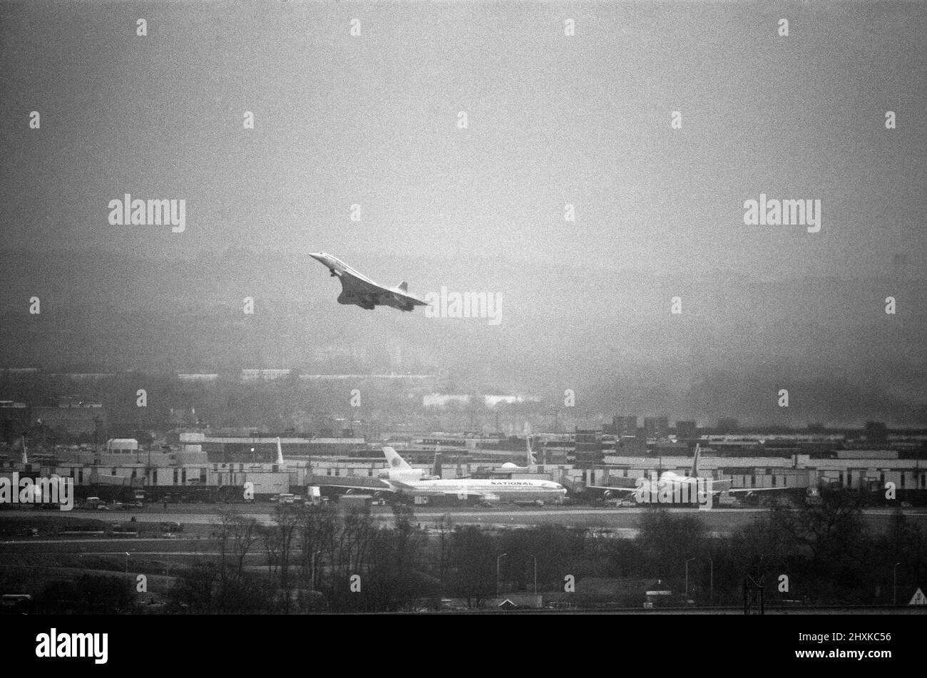 Inaugural commercial flights of the supersonic airliner Concorde on ...
