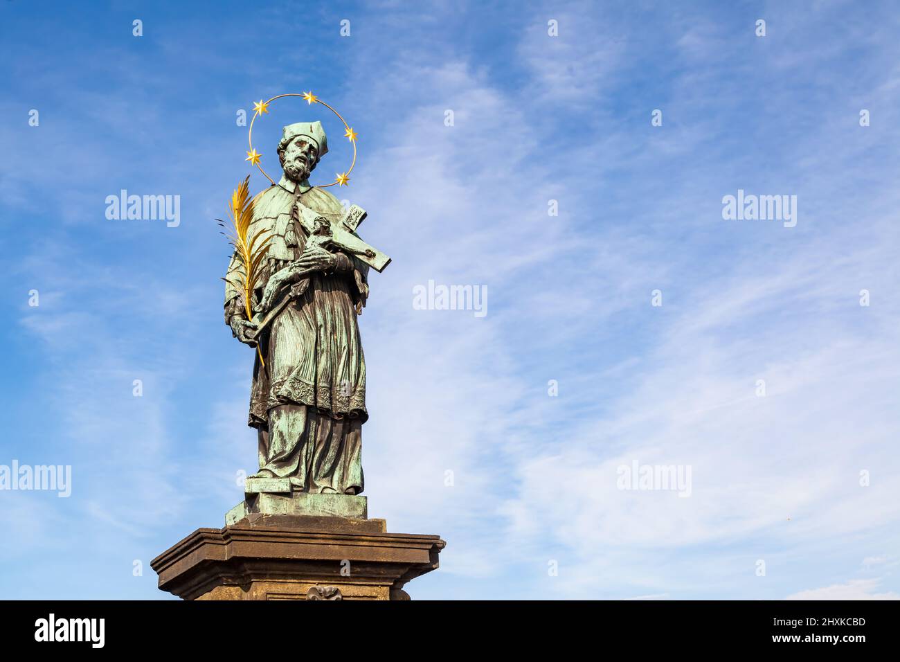Statue of John of Nepomuk on Charles Bridge in Prague, Czech Republic ...