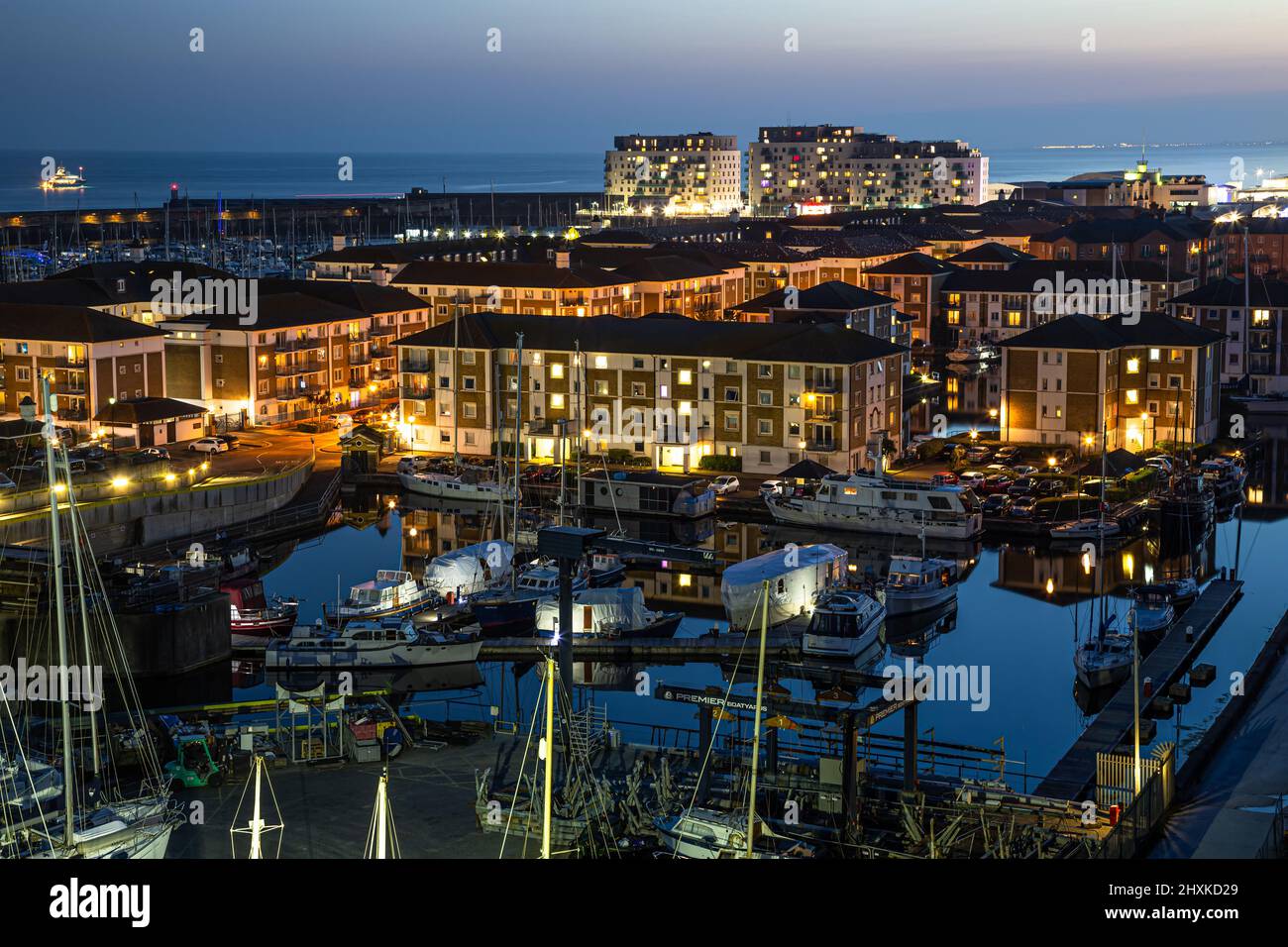 Brighton Marina at night England Europe Stock Photo - Alamy