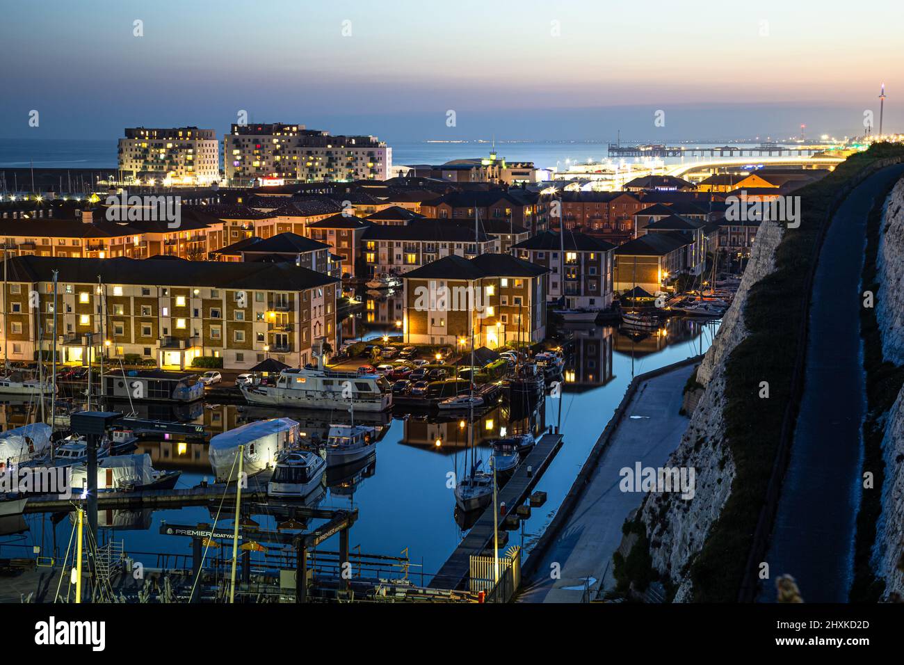Brighton Marina at night England Europe Stock Photo - Alamy