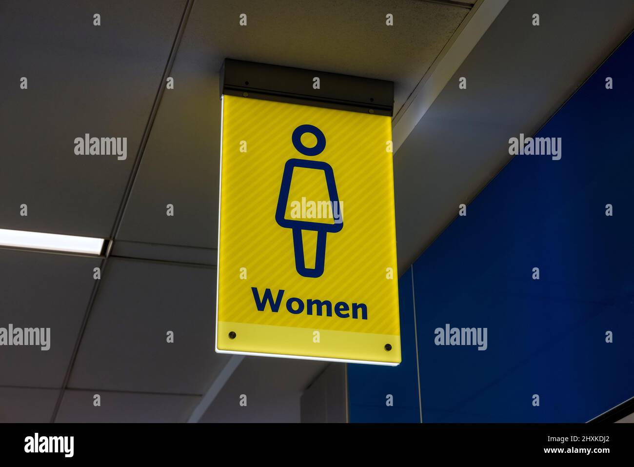 Women toilet, wc icon square white sign on restroom with aeroport Stock ...