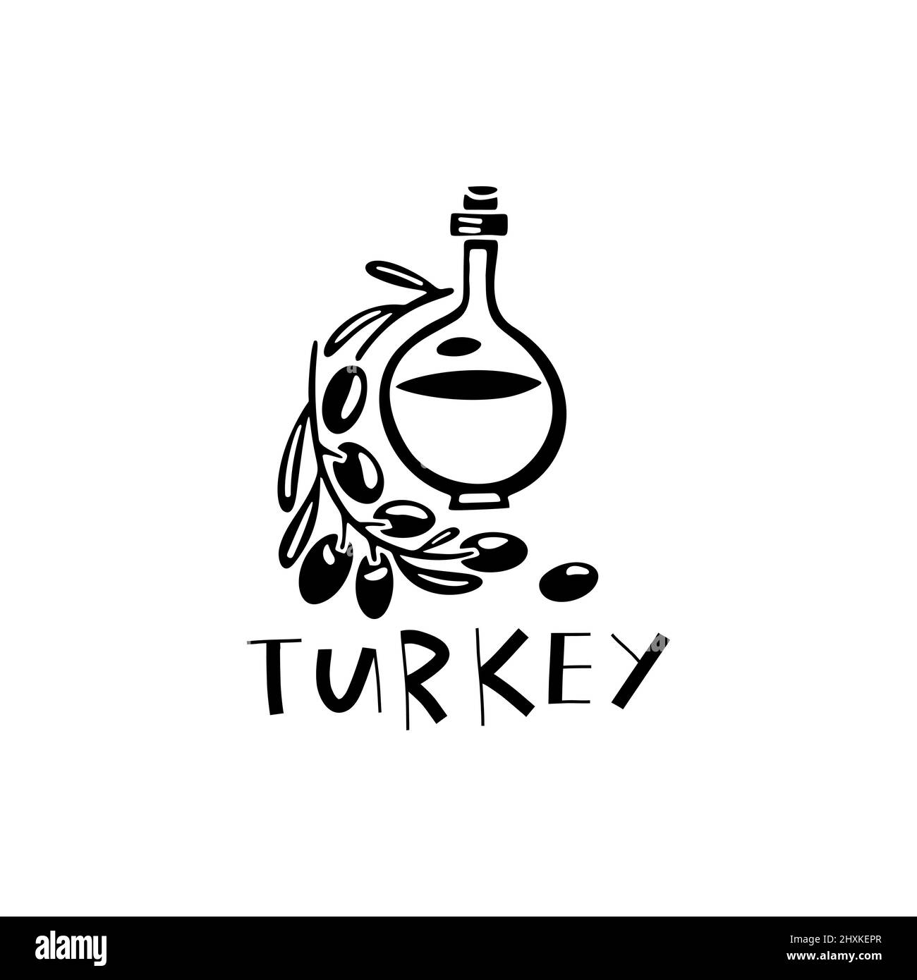 Vector hand drawn symbol of Turkey. Travel illustration of Republic of ...
