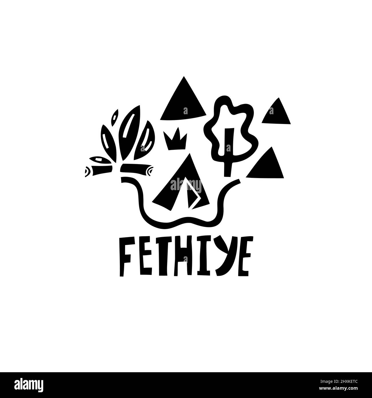 Vector hand drawn symbol of Turkey Lycian path. Travel illustration of ...