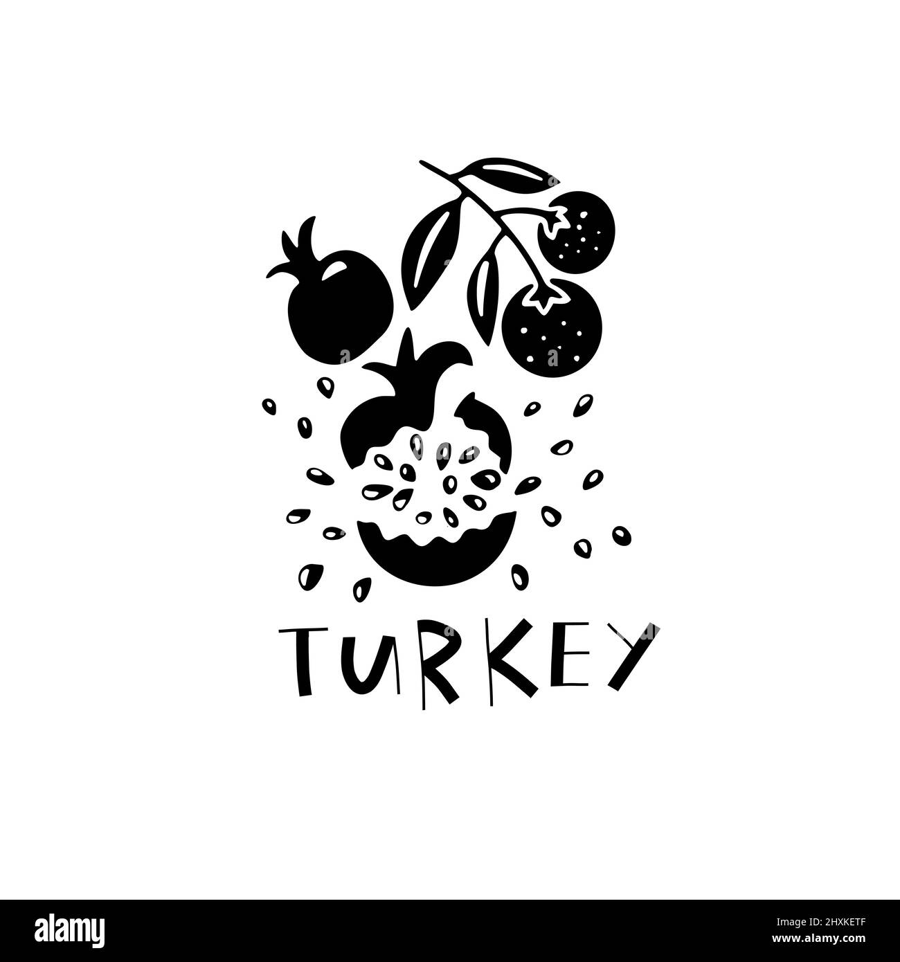 Vector hand drawn symbol of Turkey. Travel illustration of Republic of ...