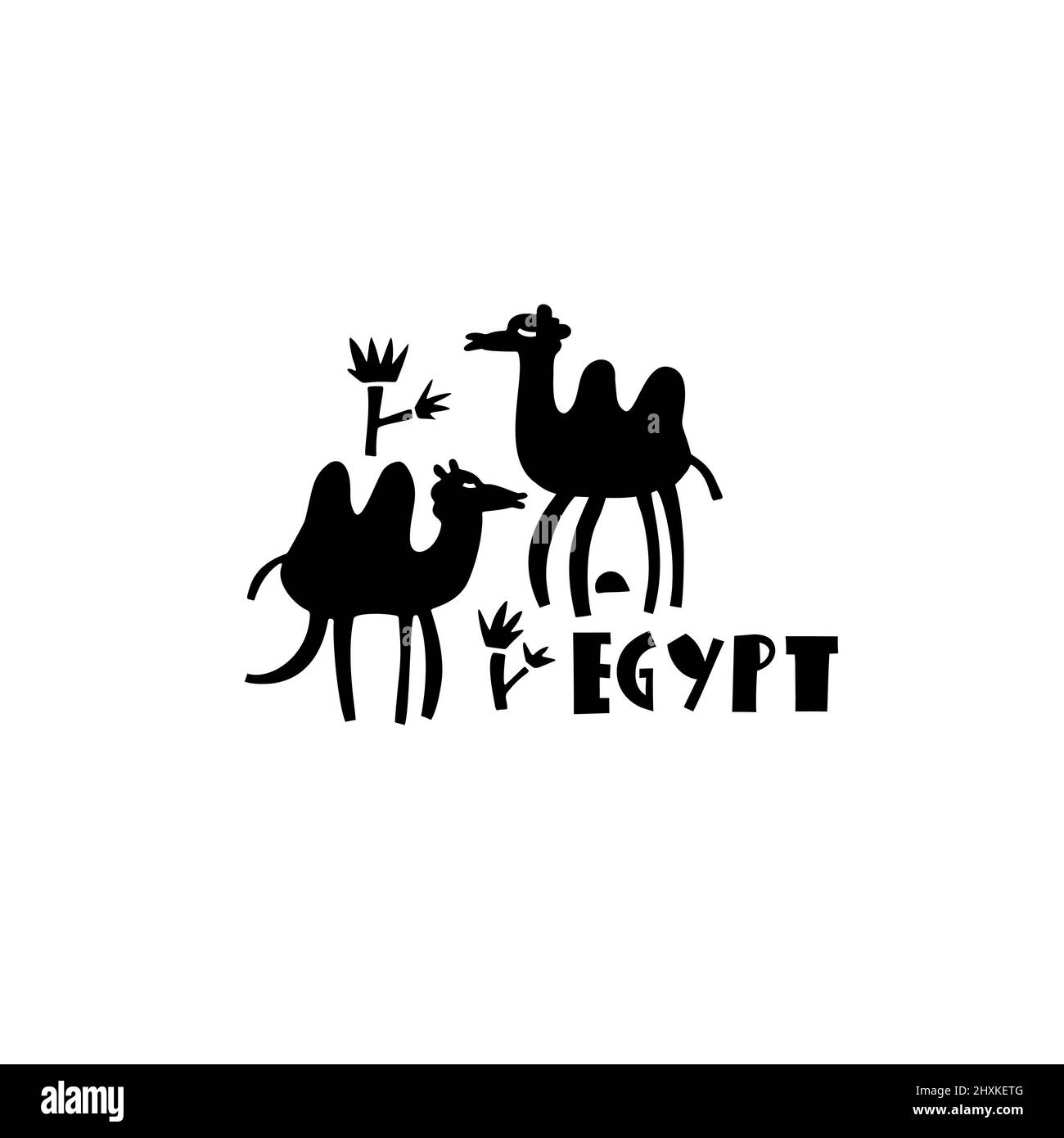 Vector hand drawn symbol of Egypt. Travel illustration of Arab Republic ...