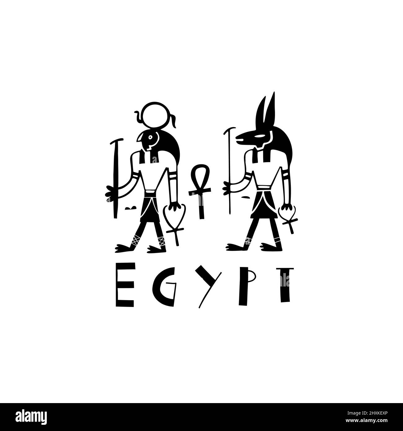 Vector hand drawn symbol of Egypt. Travel illustration of Arab Republic ...