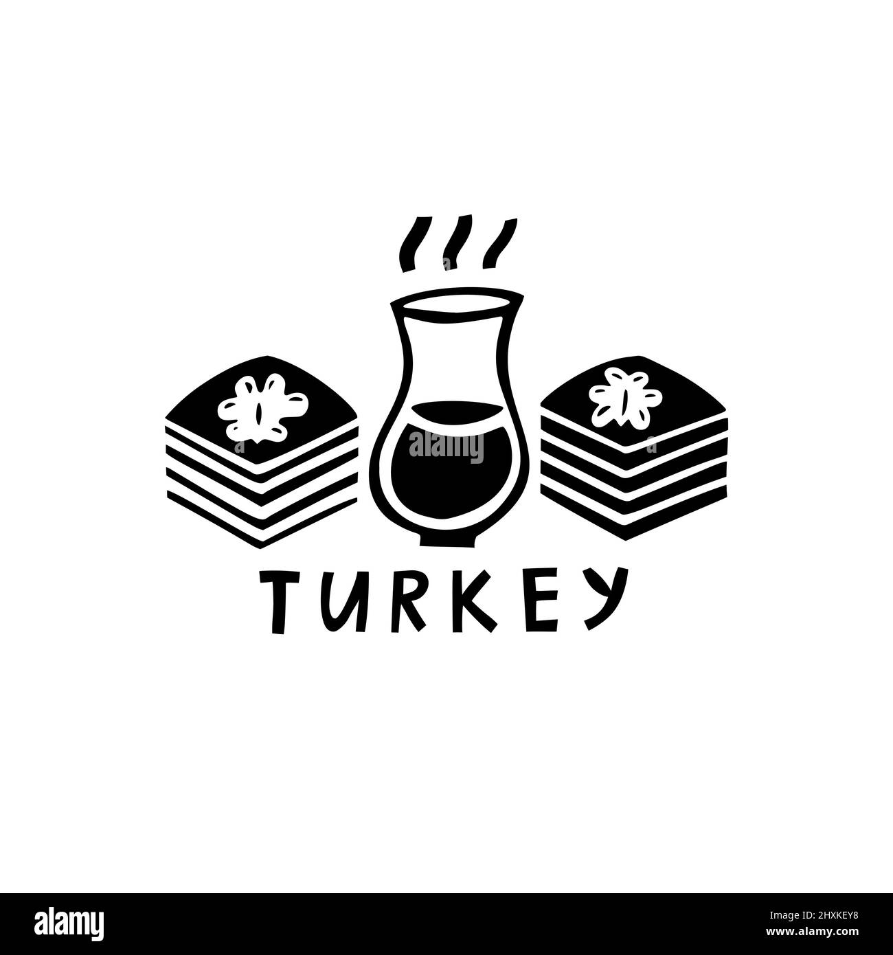 Vector hand drawn symbol of Turkey. Travel illustration of Republic of ...