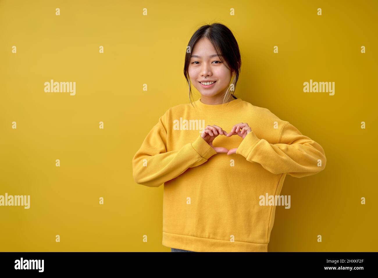 charming lovely sweet sincere cute adorable pretty asian woman making ...