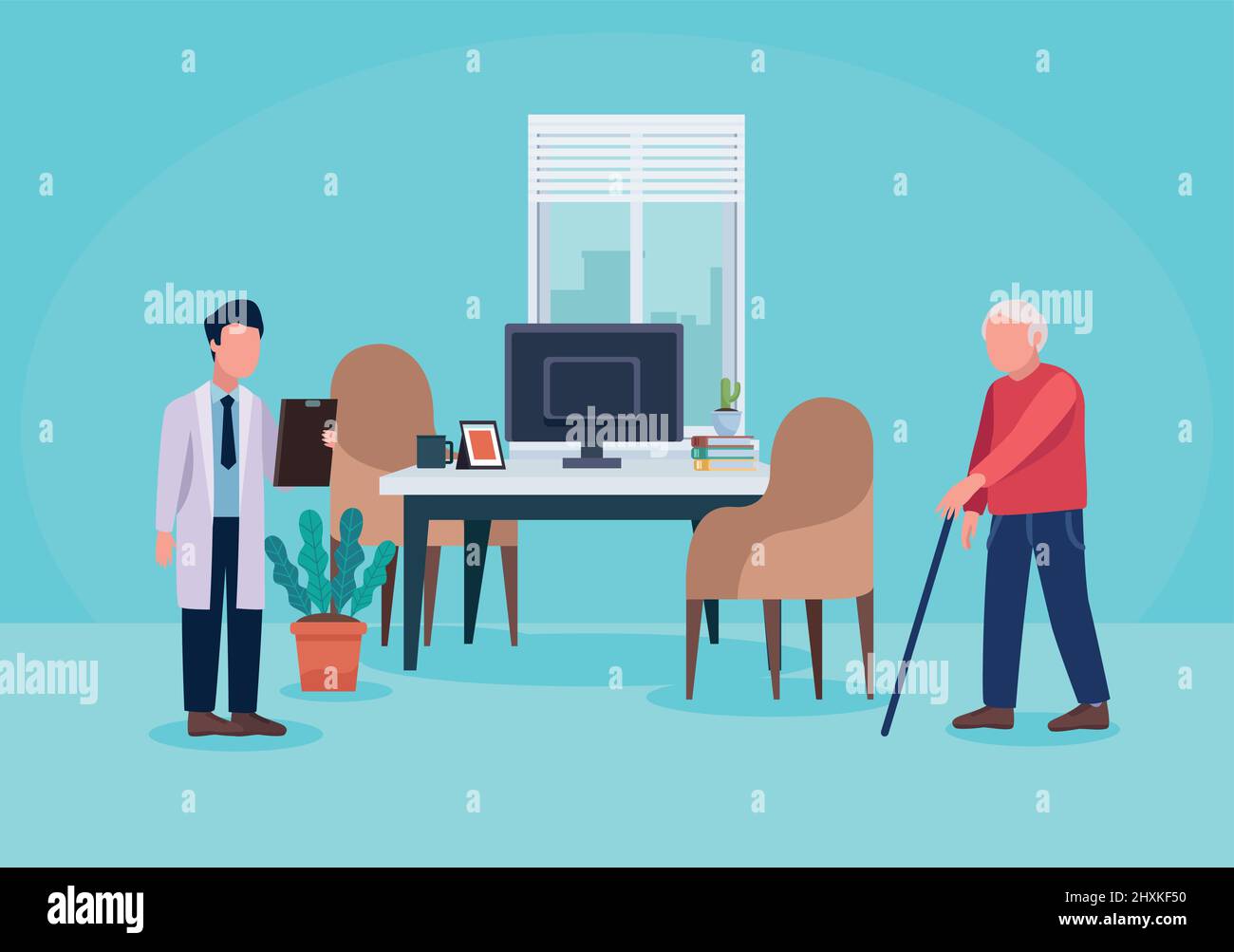 old man with geriatric doctor Stock Vector Image & Art - Alamy