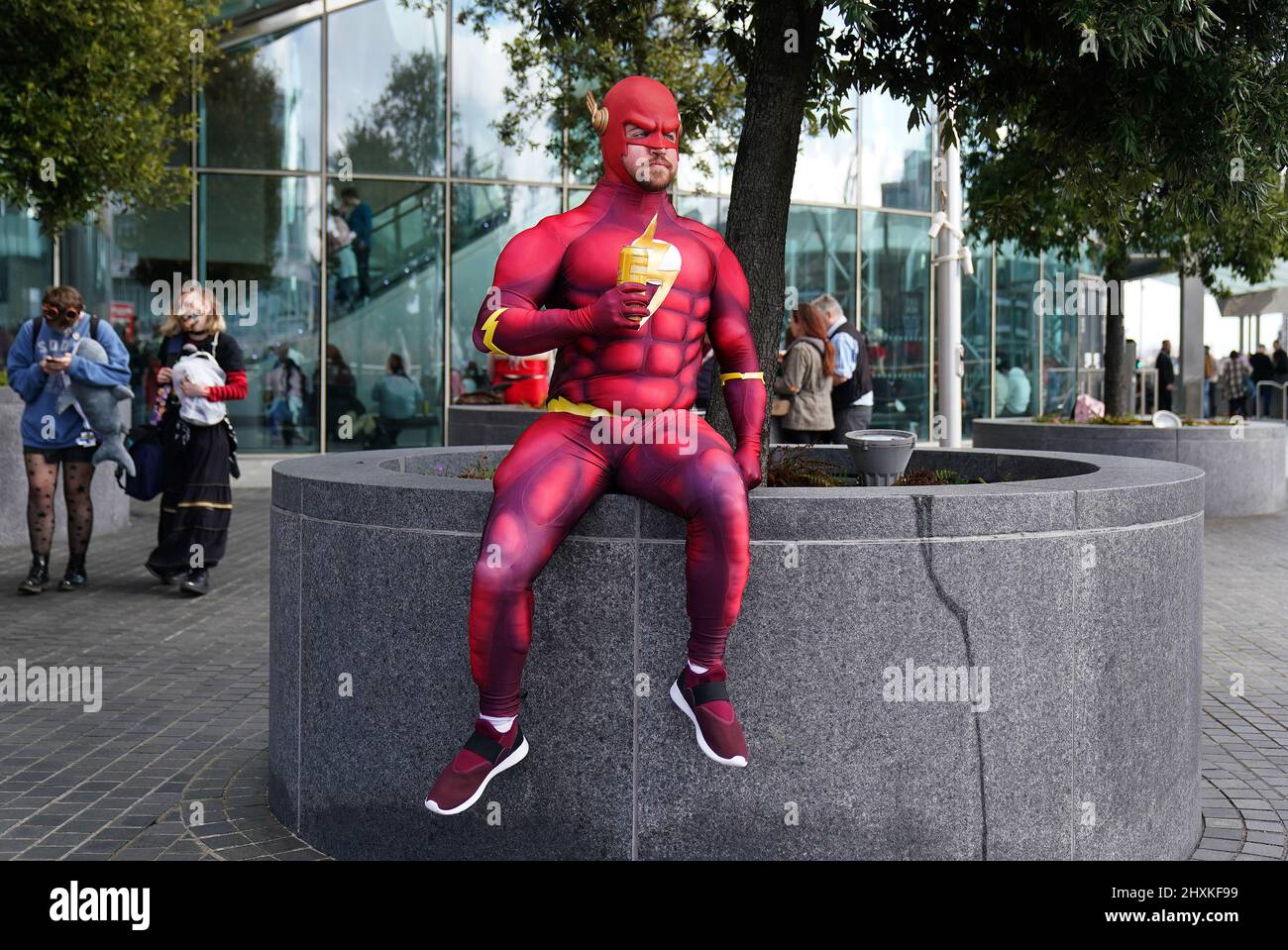 Cosplayer Aidan O’Connor, from Cork, dressed as “The Flash” takes a ...