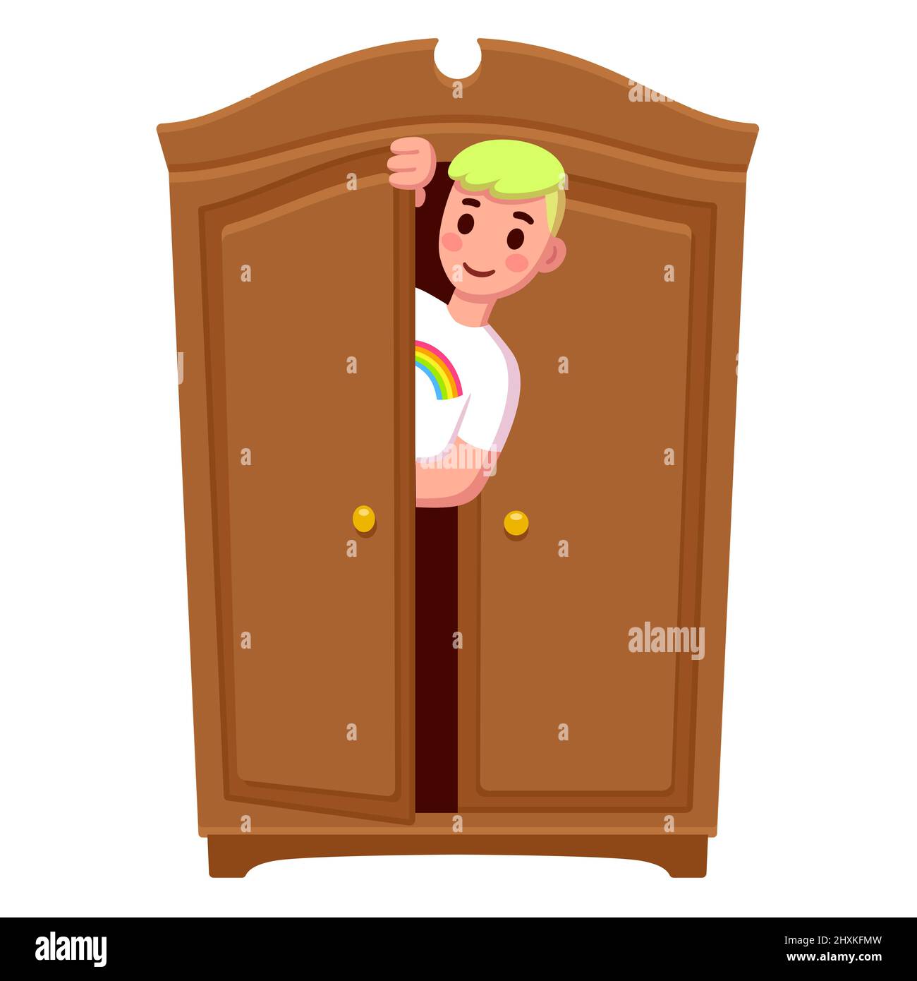 Young queer person coming out of the closet. Sexual orientation or ...