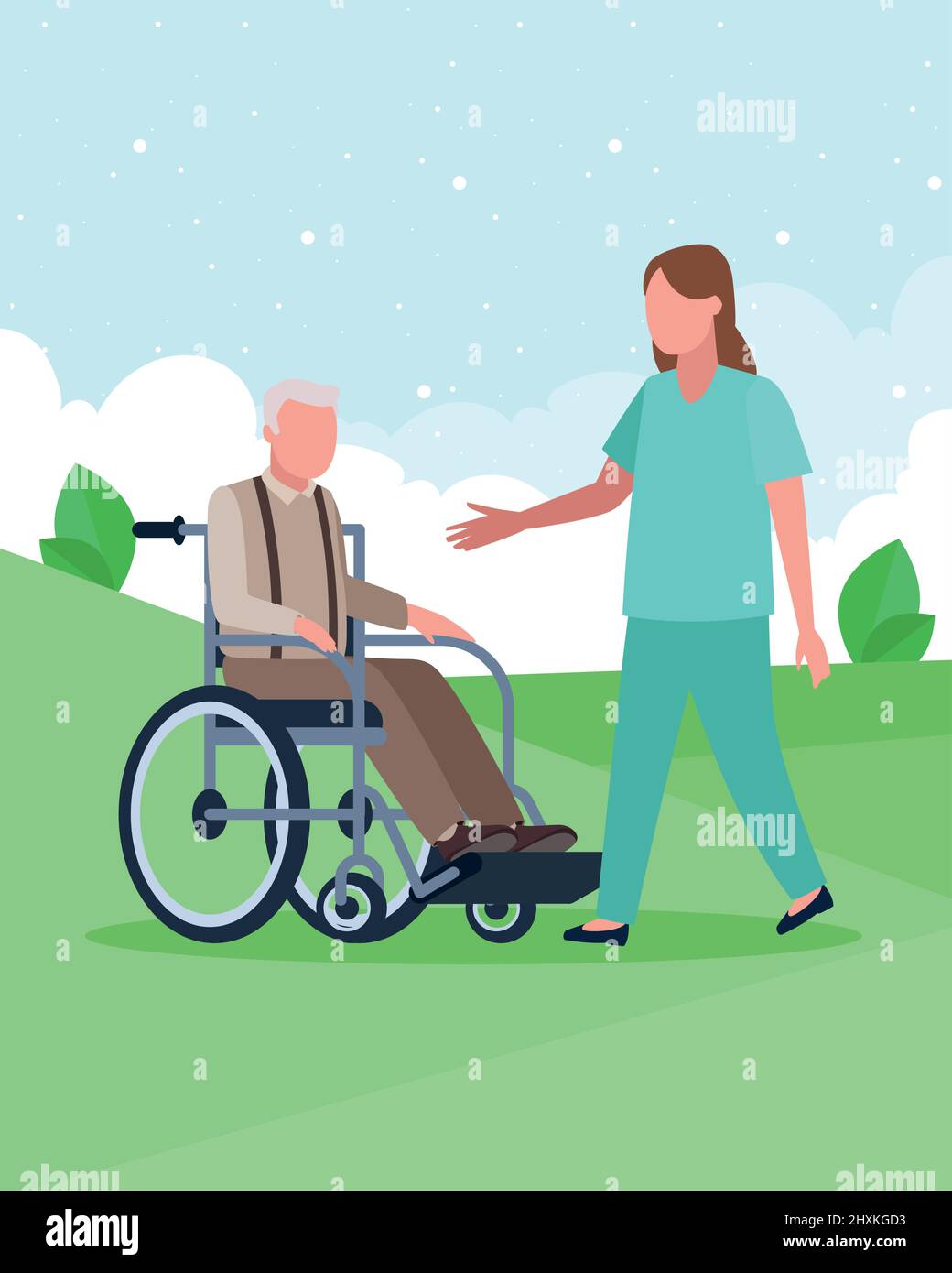 geriatrics nurse and old man Stock Vector Image & Art - Alamy