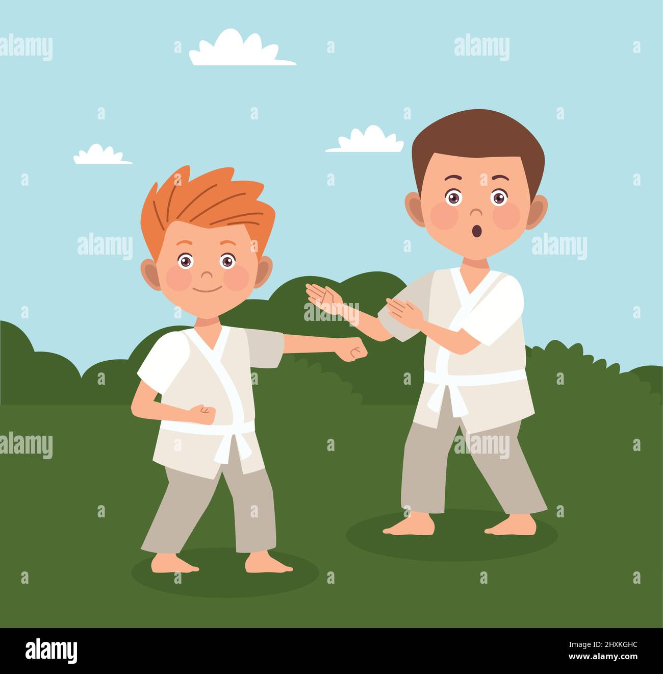 boys couple practicing karate Stock Vector Image & Art - Alamy
