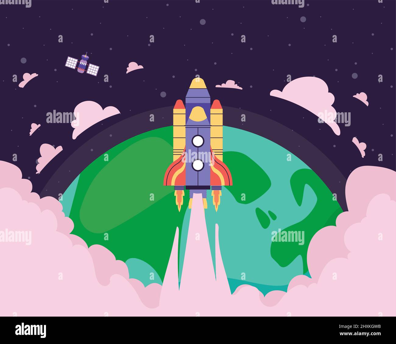 earth planet and rocket Stock Vector Image & Art - Alamy