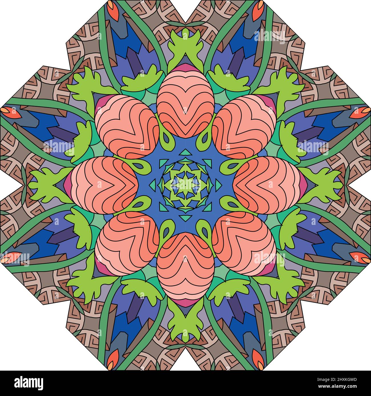 Decorative round ornament. Unusual flower shape. Oriental vector, Anti ...