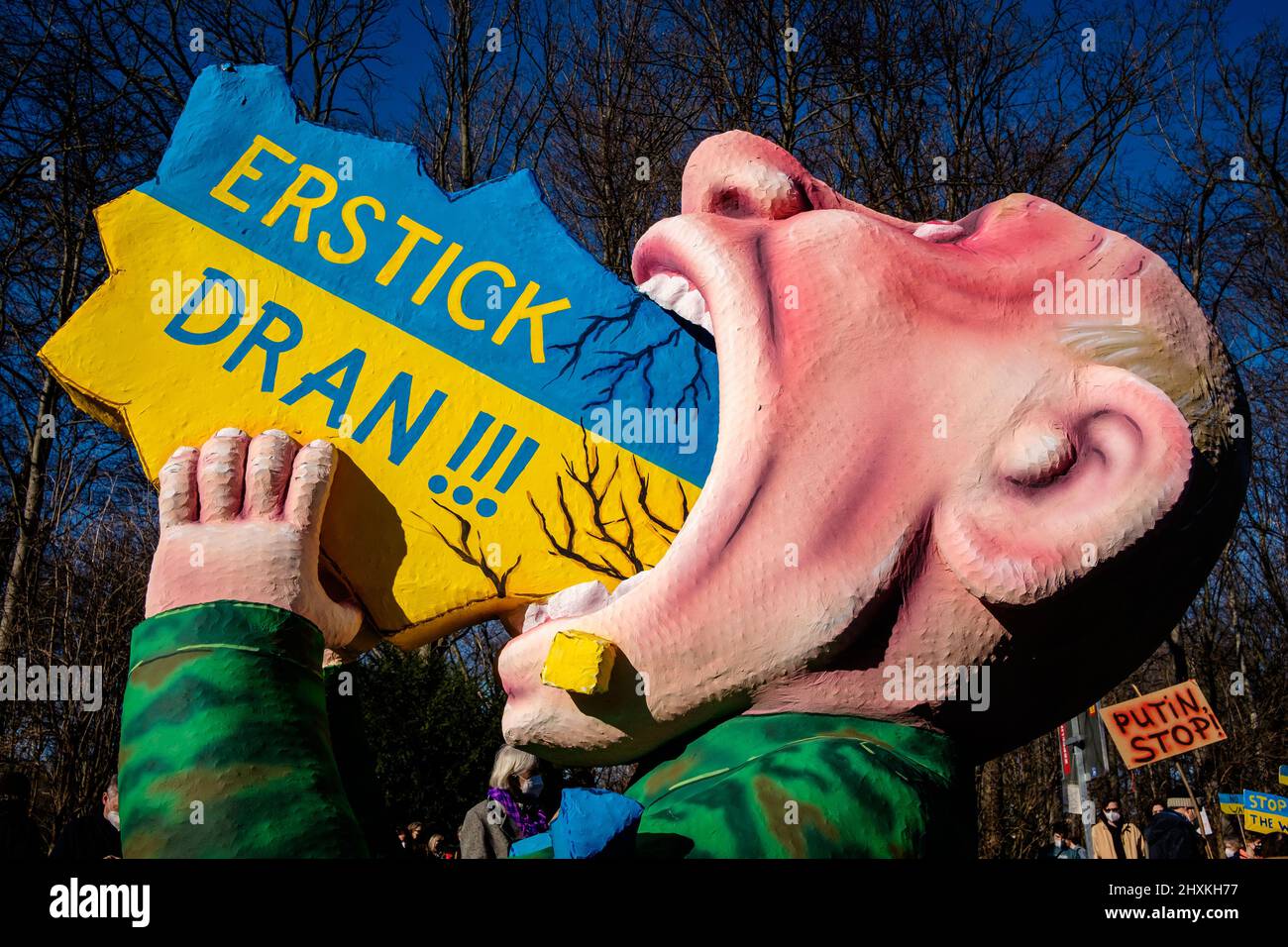 Germany, Berlin, March 13, 2022: A satirical cardboard cutout of ...