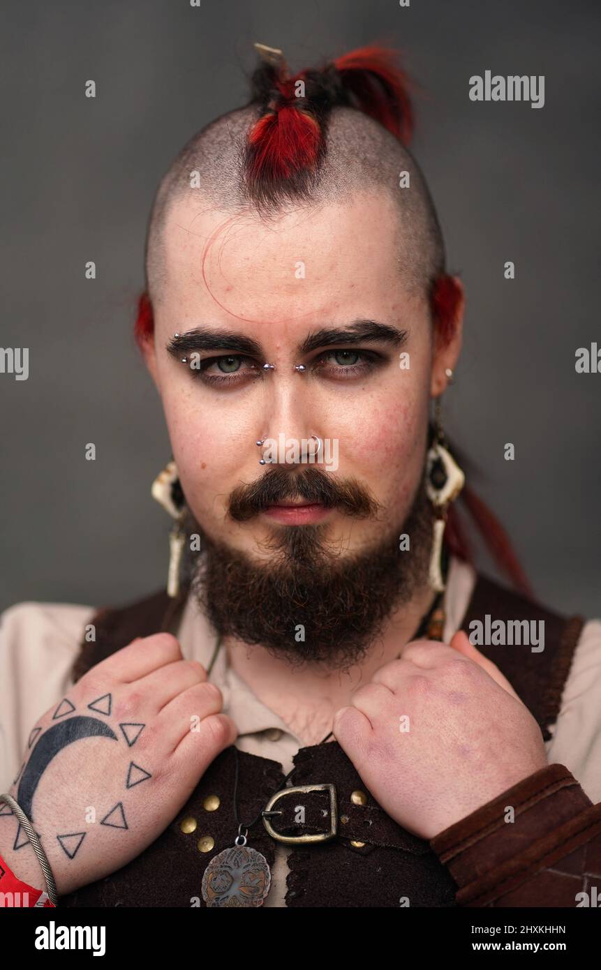 Grey Hughes (not in costume), from Dublin, attends Comic Con at the ...