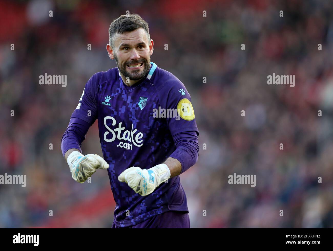 Watford goalkeeper Ben Foster celebrates at full time after the Premier ...