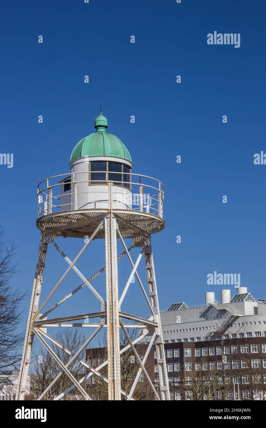Historic steel lighthouse Bremerhaven in the old harbor of Bremerhaven ...