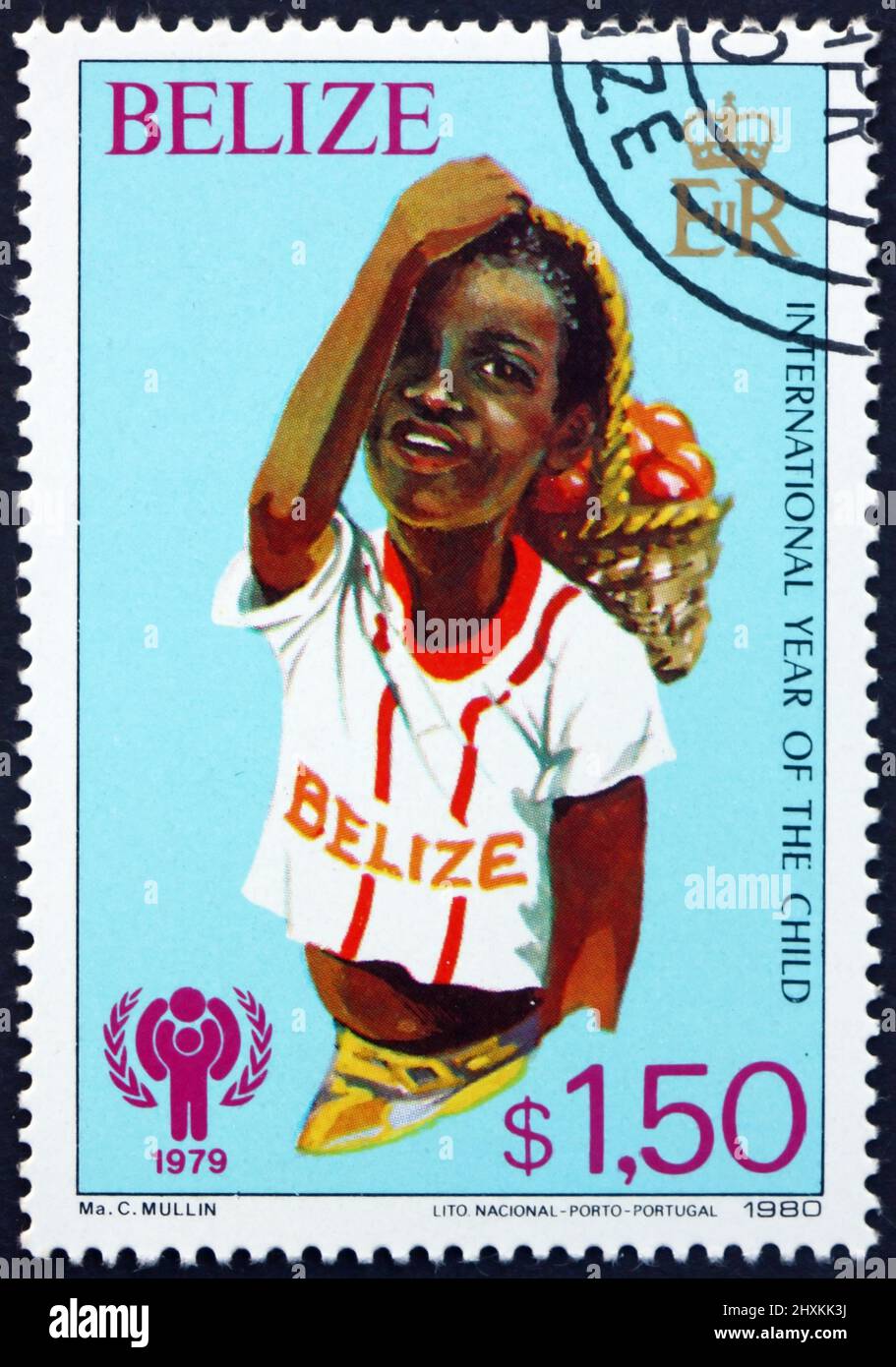 BELIZE - CIRCA 1980: a stamp printed in Belize shows Child of Belize ...