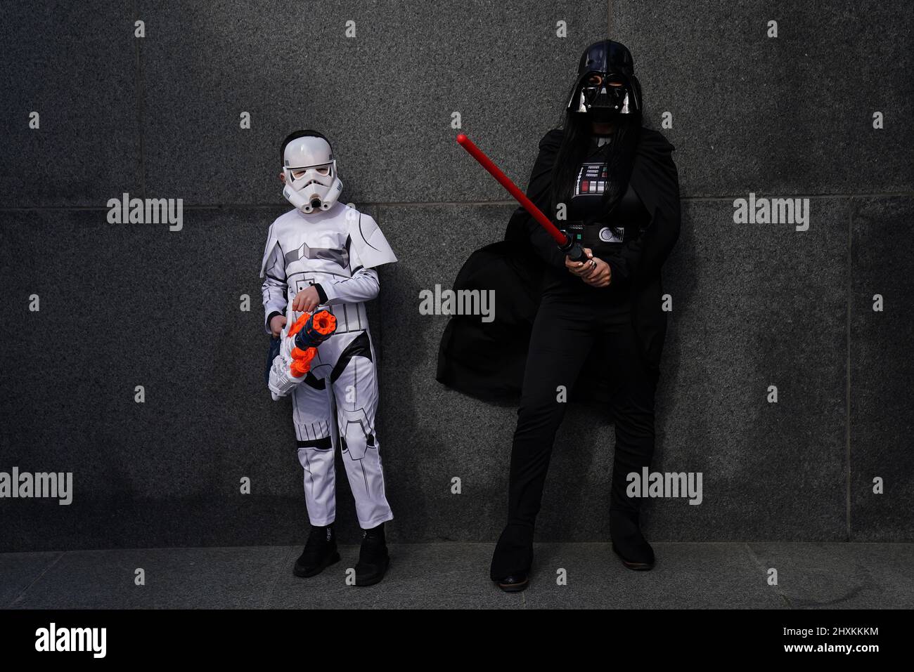 Cosplayers Michelle Grimes, from Rathcoole, as 'Darth Vader' and her ...